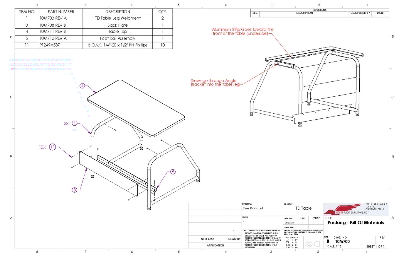 TD Table Setup Instructions